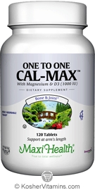 Maxi Health Kosher One to One (1:1) Cal-Max Calcium with Magnesium & D3 ...