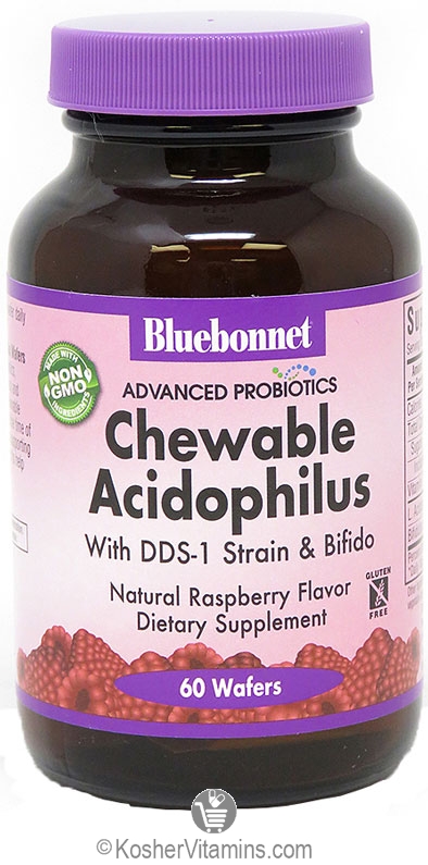 Bluebonnet Kosher Advanced Probiotics Chewable Acidophilus Raspberry ...