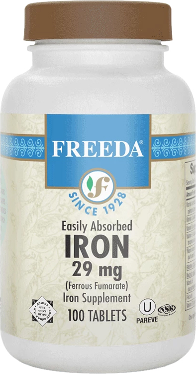 Freeda Kosher Iron 29 mg (Ferrous Fumarate ) Easily Absorbed 100 ...