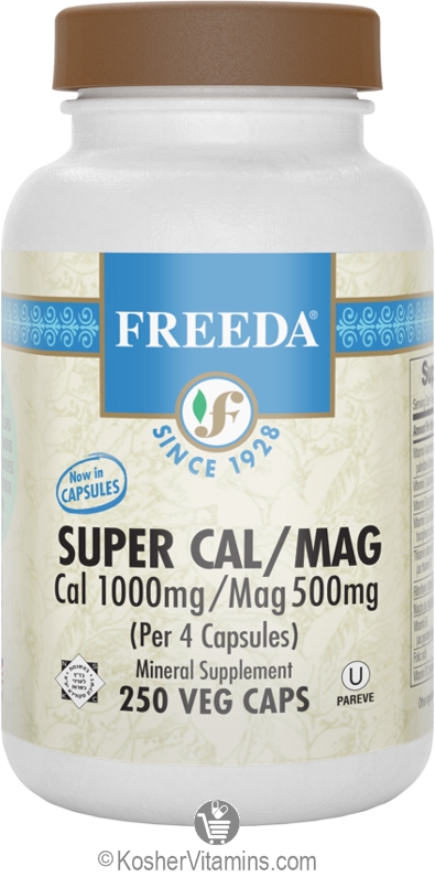 Freeda Kosher Super Cal/Mag Calcium Magnesium 250 Veg Caps ...