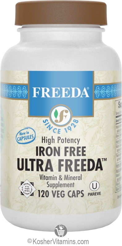 Freeda Kosher Ultra Freeda Iron Free Multivitamin and Mineral 120 Veg ...