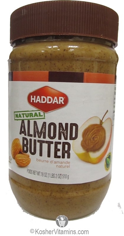 Haddar Kosher Natural Almond Butter 18 OZ - Koshervitamins.com