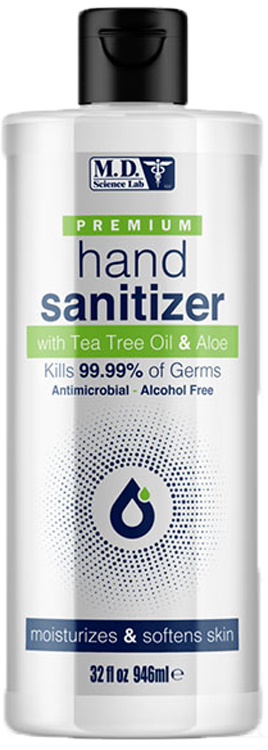 M.D Science Lab Premium Hand Sanitizer with Tea Tree Oil & Aloe 32 fl ...
