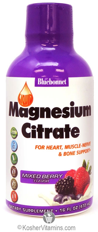 Bluebonnet Kosher Magnesium Citrate 420 mg Mixed Berry Flavor 16 Fl Oz ...