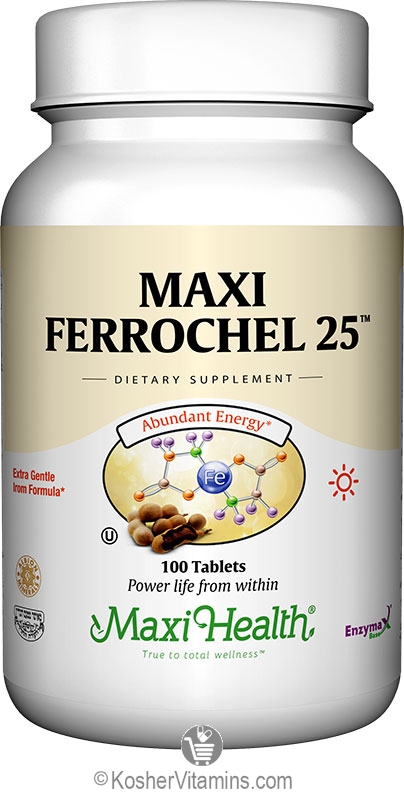 Maxi Health Kosher Maxi Ferrochel 25 Extra Gentle Iron 25 Mg 100 ...