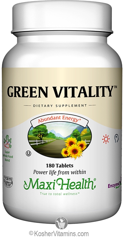 Maxi Health Kosher Green Vitality 180 Tablets - Koshervitamins.com