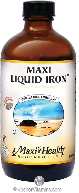 Maxi Health Kosher Maxi Iron Concentrate Liquid Fruit Punch Flavor 8 fl ...