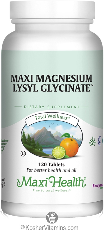 Maxi Health Kosher Maxi Magnesium Lysyl Glycinate 120 Tablets ...