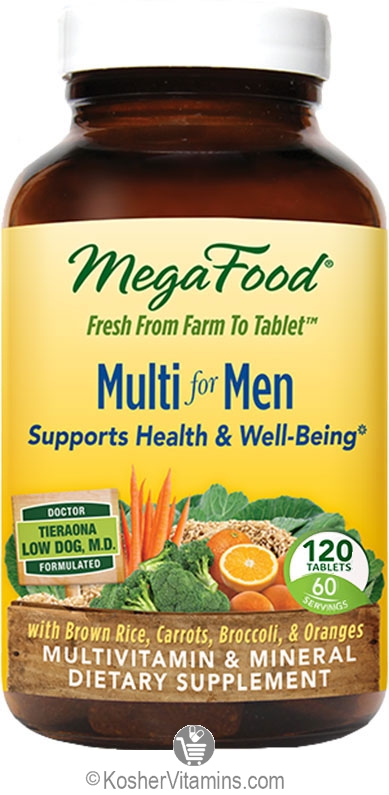 Megafood Kosher Multi For Men Whole Food Multivitamin And Mineral 120 Tablets
