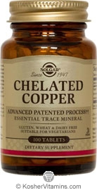 Solgar Kosher Chelated Copper 100 Tablets - Koshervitamins.com