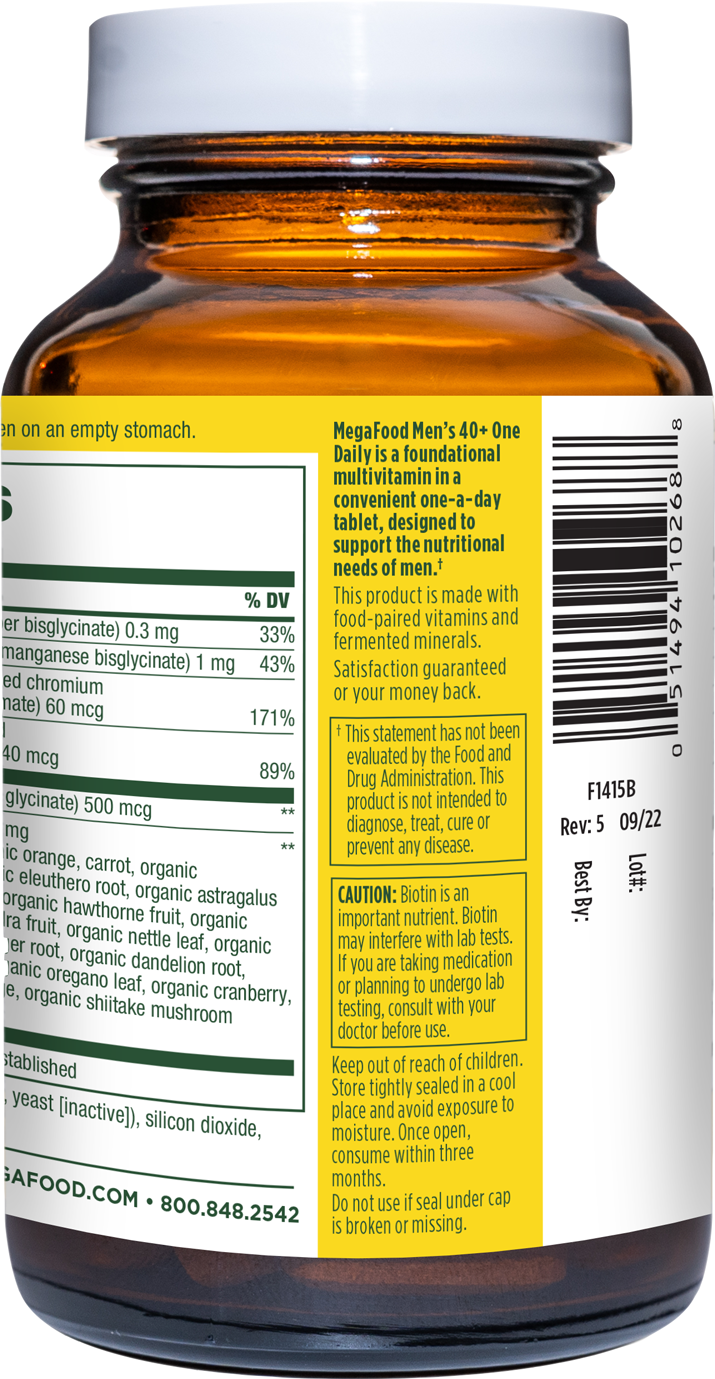 MegaFood Kosher Men’s 40+ One Daily Multivitamin 30 Tablets ...