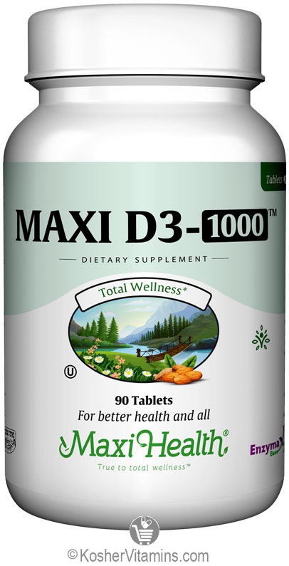 Maxi Health Kosher Vitamin D3 1000 IU 90 Tablets - Koshervitamins.com