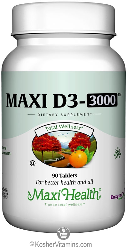 Maxi Health Kosher Vitamin D3 3000 IU 90 Tablet - Koshervitamins.com