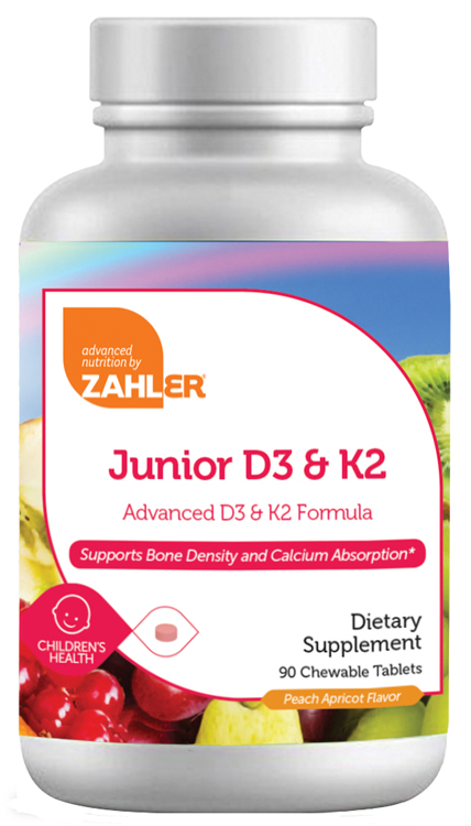 Zahlers Kosher Junior D3 & K2 - Peach Apricot Flavor 90 Chewable ...
