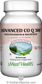 Maxi Health Kosher Advanced CO Q 300 Mg (Coenzyme) with Potassium ...