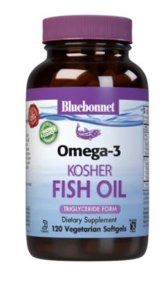 Bluebonnet Natural Omega-3 Kosher Fish Oil 120 Vegetarian Softgels ...
