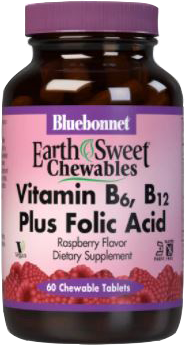 Bluebonnet Kosher EarthSweet Vitamin B6, B12 Plus Folic Acid Chewable ...