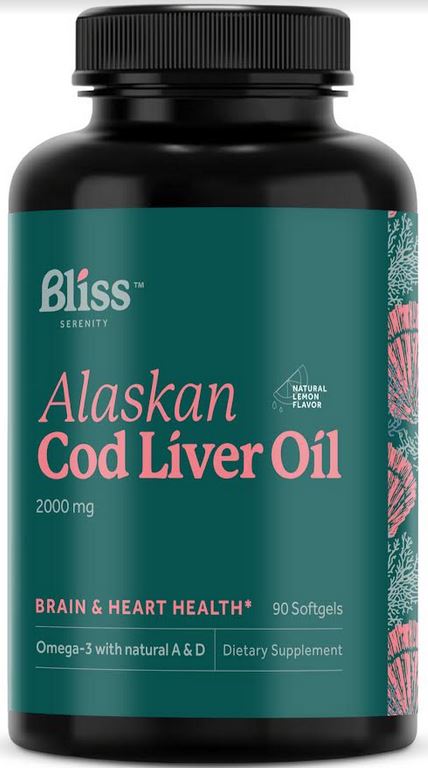Bliss Serenity Kosher Alaskan Cod Liver Oil 2000 mg - Lemon Flavor 90 ...