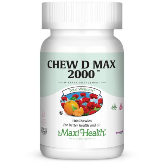 Maxi Health Kosher Chew D Max (Vitamin D3) 2000 IU Chewable Bubble Gum ...