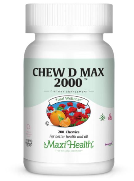 Maxi Health Kosher Chew D Max (Vitamin D3) 2000 IU Chewable Bubble Gum ...