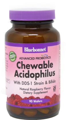Bluebonnet Kosher Advanced Probiotics Chewable Acidophilus Raspberry ...