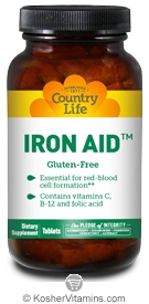 Country Life Kosher Iron Aid 15 mg 60 Tablets - Koshervitamins.com
