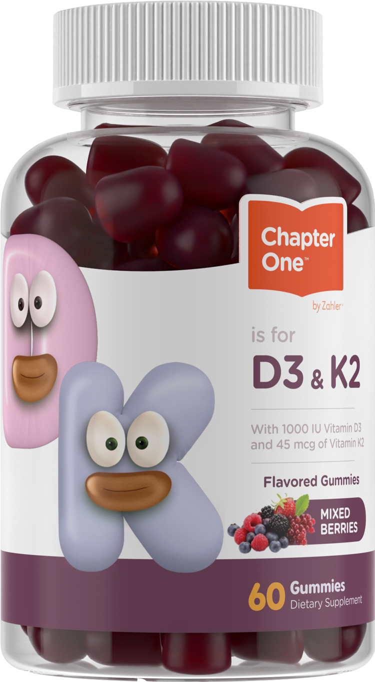 Zahlers Kosher Chapter One Vitamin D3 & K2 Gummies - Mixed Berries 60 Gummies - Koshervitamins.com