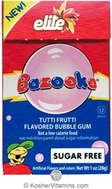 Elite Kosher Bazooka Flavored Bubble Gum Sugar Free 1 OZ ...