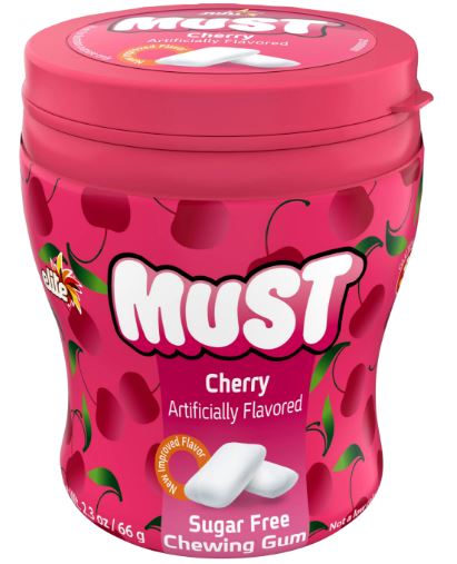 Elite Kosher Must Chewing Gum Cherry Flavored Sugar Free 2.3 Ounces ...