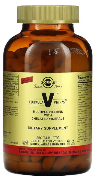 Solgar Kosher Formula VM-75 Multiple Vitamin with Chelated Minerals 250 ...