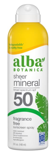 Alba Botanica Sheer Mineral Sunscreen Fragrance Free Sunscreen Spray ...