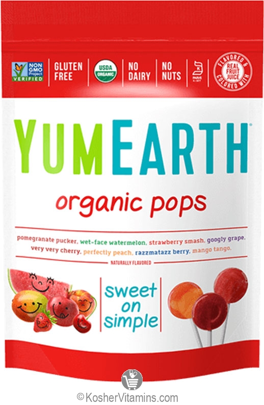 YumEarth Organics Kosher Lollipops Assorted Fruit - pack of 6 14 ...