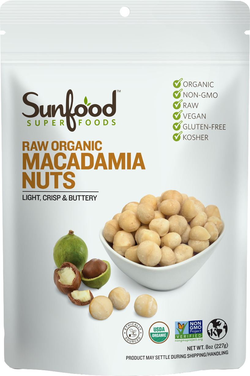 Sunfood Kosher Organic Raw Macadamia Nuts 8 oz - Koshervitamins.com
