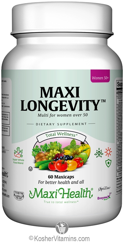 Maxi Health Kosher Maxi Longevity Multi Vitamin & Mineral for Women ...