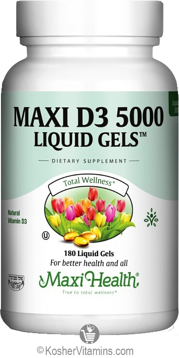 Maxi Health Kosher Vitamin D3 5000 IU 180 Liquid Softgels ...