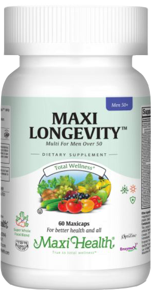 Maxi Health Kosher Maxi Longevity Multi Vitamin & Mineral for Men Over ...