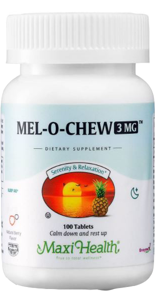 Maxi Health Kosher Mel-O-Chew Melatonin 3 Mg Berry Flavor 100 Chewies ...