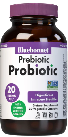 Bluebonnet Kosher Prebiotic Probiotic 20 Billion CFU 30 Capsules ...