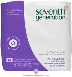 Seventh Generation Ultra Thin Pads Overnight with Wings Chlorine Free ...