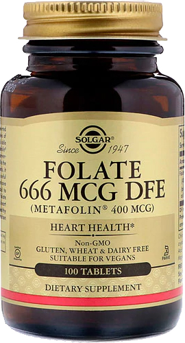 Solgar Kosher Folate 400 Mcg (Metafolin) 100 Tablets - Koshervitamins.com
