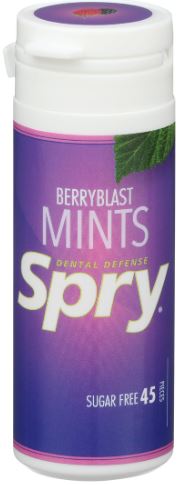 Spry Kosher Sugar Free Mints with Xylitol - BerryBlast 45 Mints ...