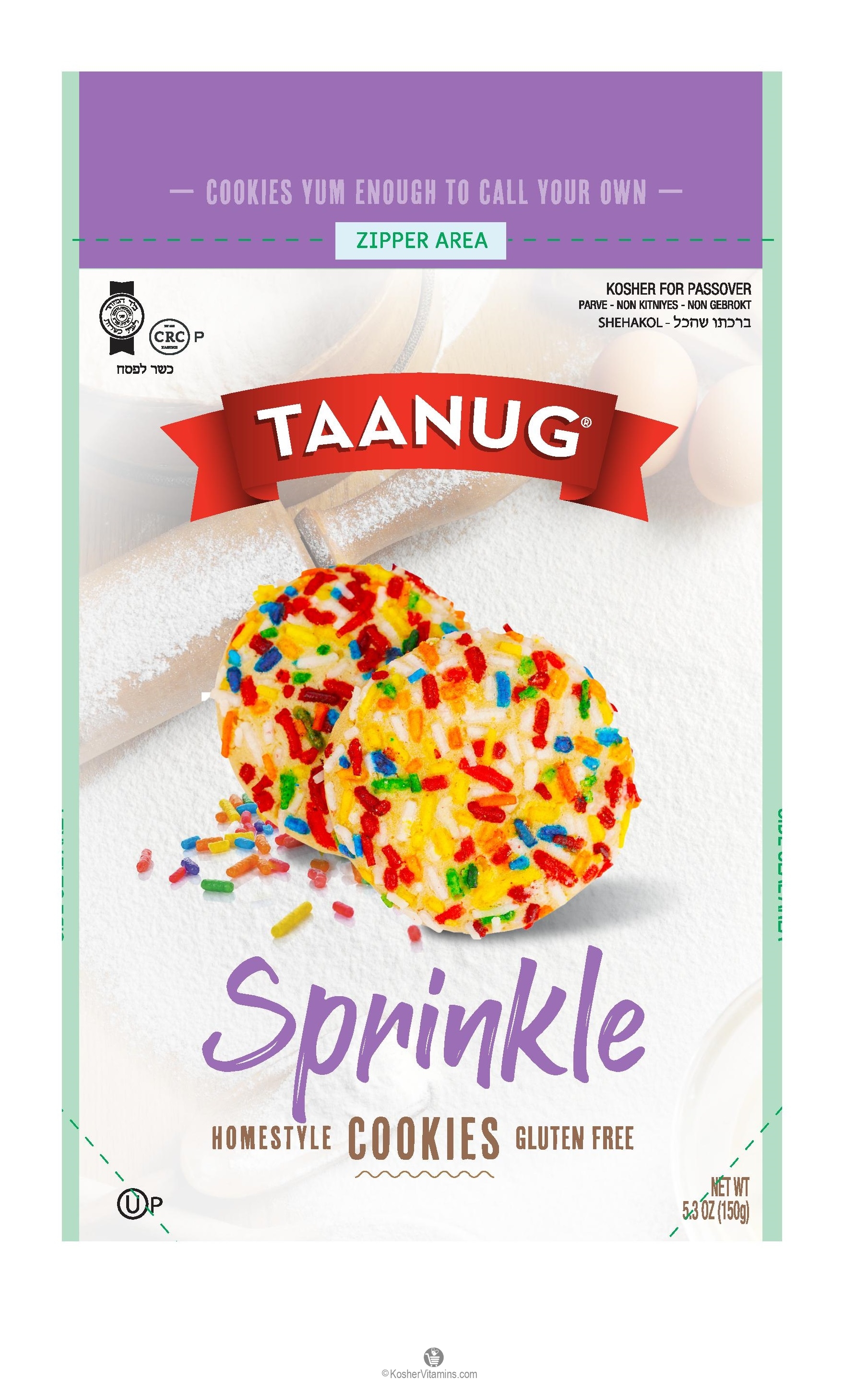 Taanug Kosher Homestyle Sprinkle Cookies - Gluten Free 5.3 Oz ...