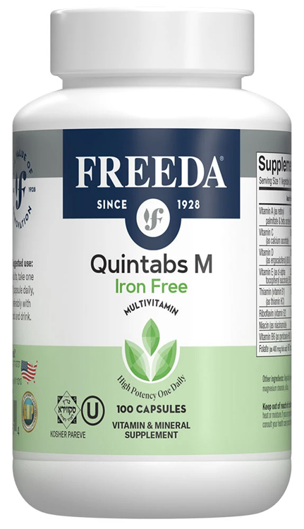 Freeda Kosher Quintabs M Multivitamin and Mineral Iron Free 100 Veg ...