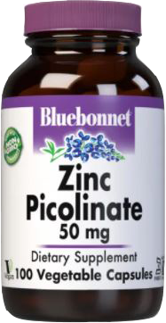 Bluebonnet Kosher Zinc Picolinate 50 mg 100 Vegetable Capsules ...