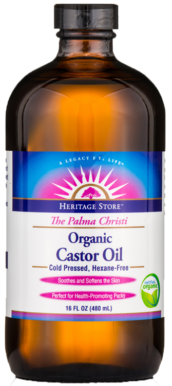 Heritage Store Organic Cold Pressed Castor Oil 16 oz - Koshervitamins.com