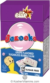 Elite Kosher Bazooka Grape Flavored Bubble Gum Sugar Free 1 OZ ...