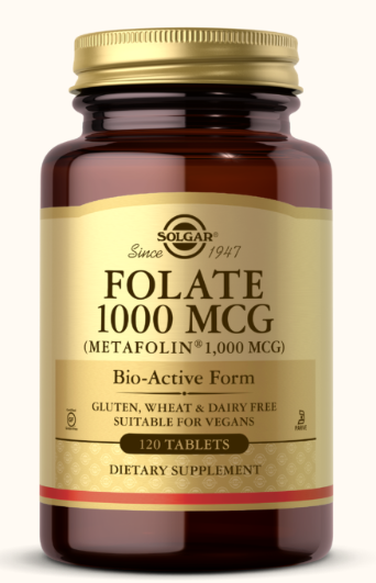 Solgar Kosher Folate 1000 Mcg (Metafolin) 120 Tablets - Koshervitamins.com