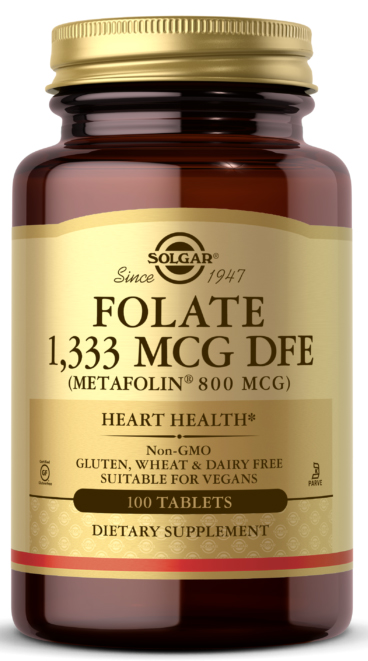 Solgar Kosher Folate 1333 Mcg (Metafolin 800 MCG) 100 Tablets ...