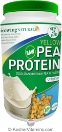 Growing Naturals Kosher Raw Yellow Pea Protein Powder Original Flavor ...