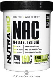 NutraBio Kosher NAC N-Acetyl-Cysteine Powder 600 Mg 5.3 OZ ...